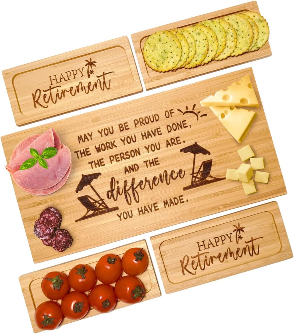 Amazon.com | CryCarrot Happy Retirement Cheese Board Gifts, Retirement ...