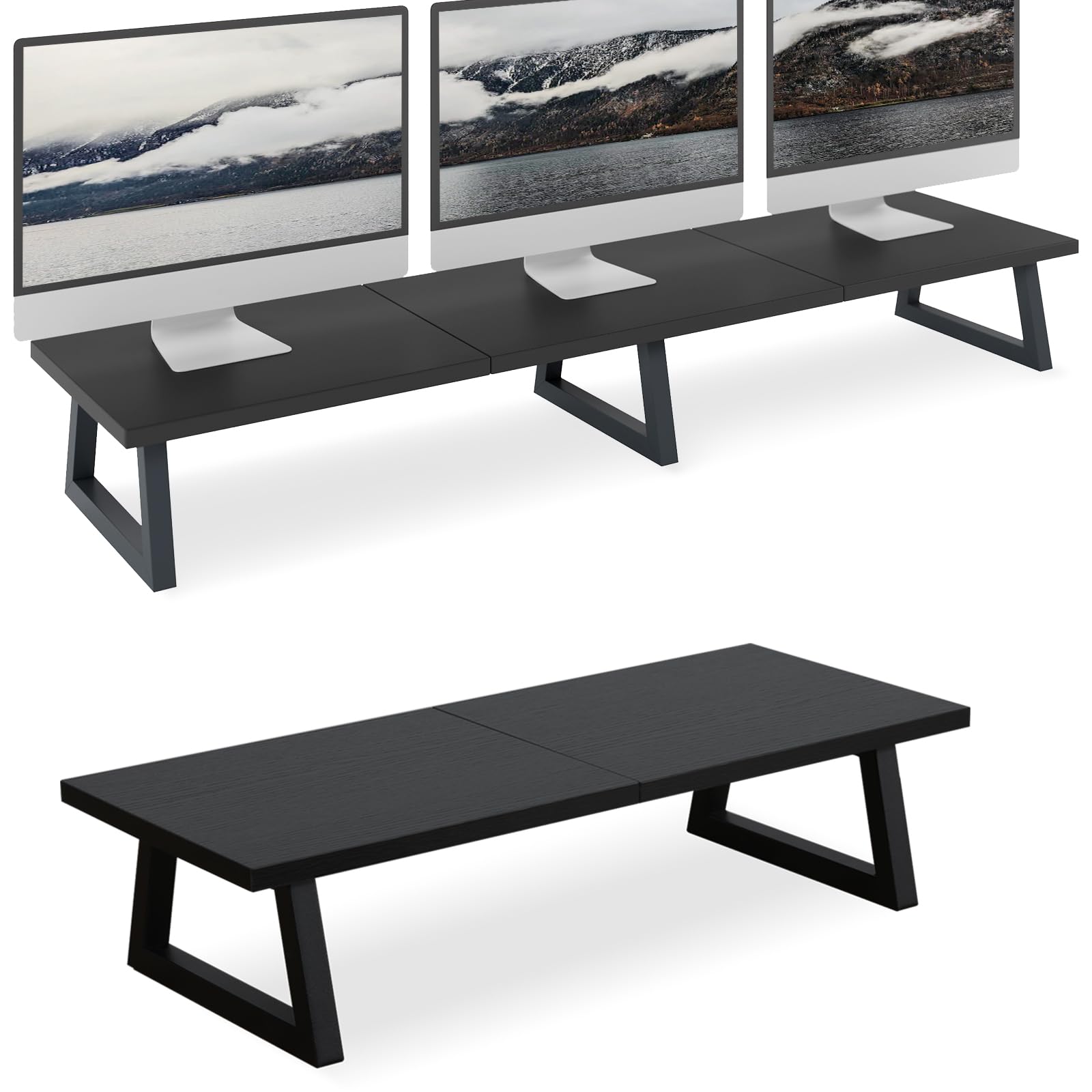 Amazon.com: TEAMIX 42 inch+24 inch Monitor Stand Wood & Steel Desktop ...