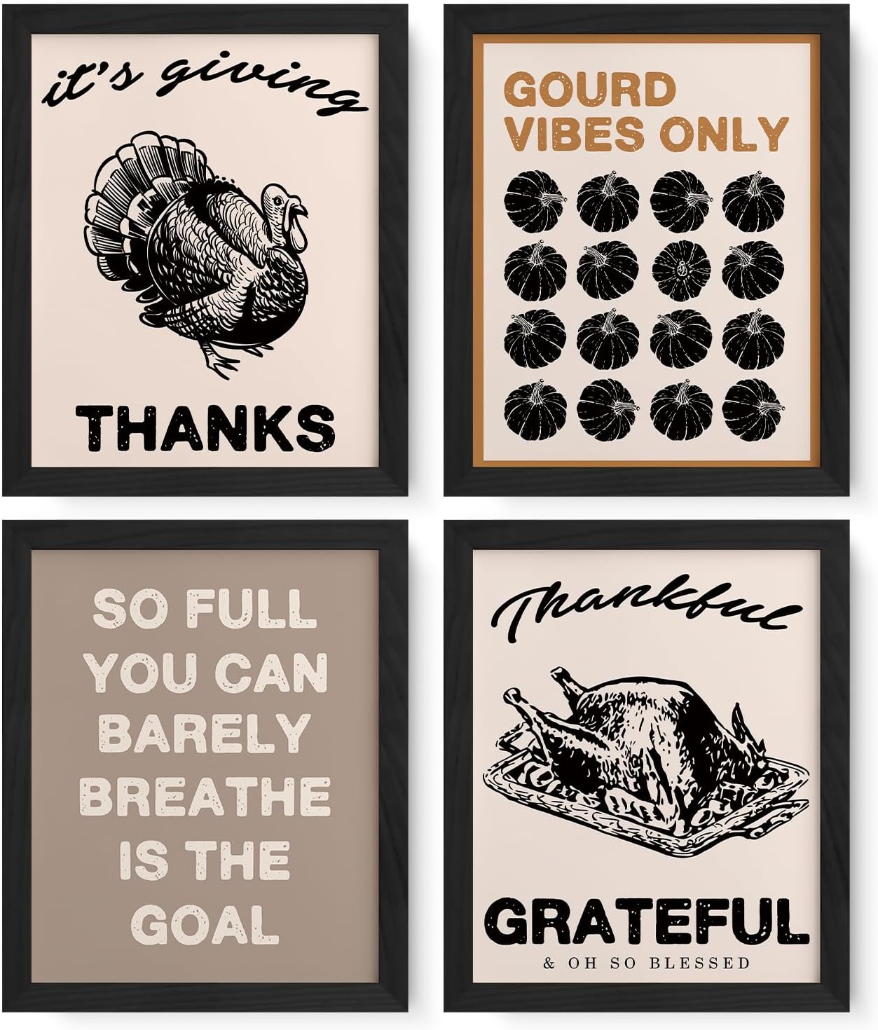 Amazon.com: JXREQ Fall Decor Thankful Grateful Vintage Turkey Posters ...