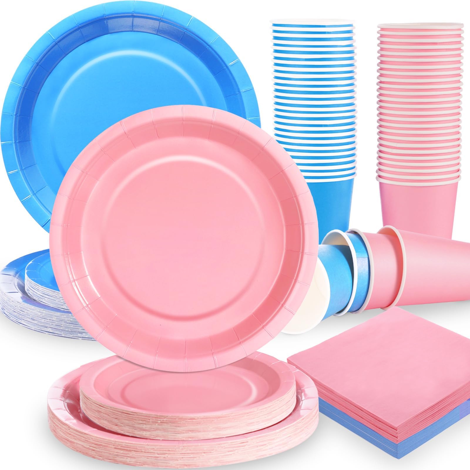 Amazon.com: Gudvilla 200Pcs Pink and Blue Party Decorations, Pink and ...