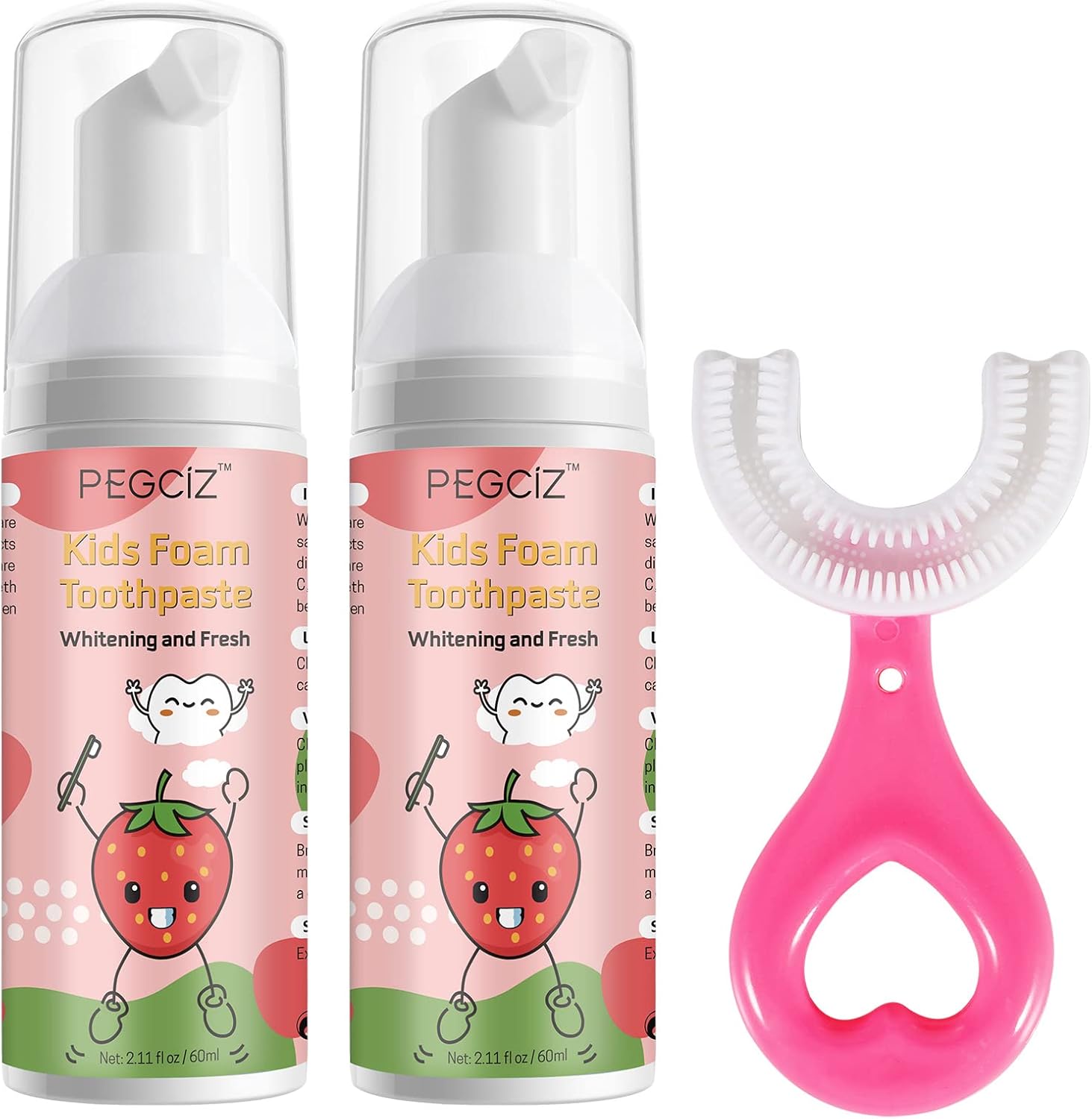 Amazon.com: Foam Toothpaste Kids with U Shaped Toothbrush : Health ...