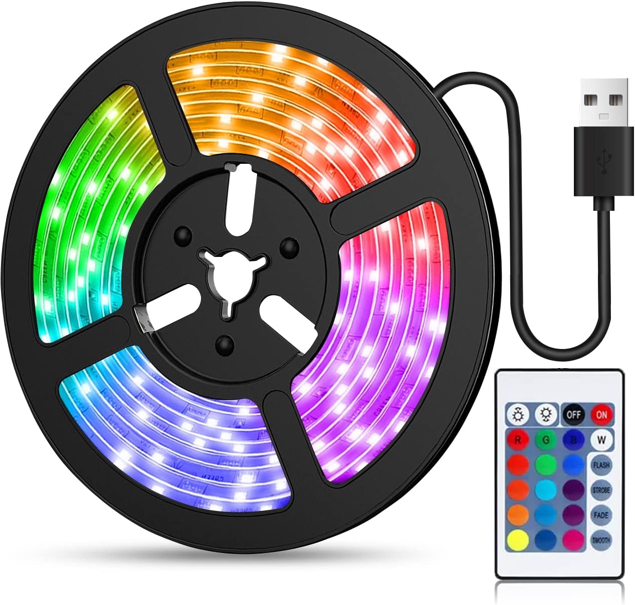 Amazon.co.jp: FUPT LEDテープライト RGB 調光調色 5 m USB LEDランプバンド、RGB LEDテレビバック ...