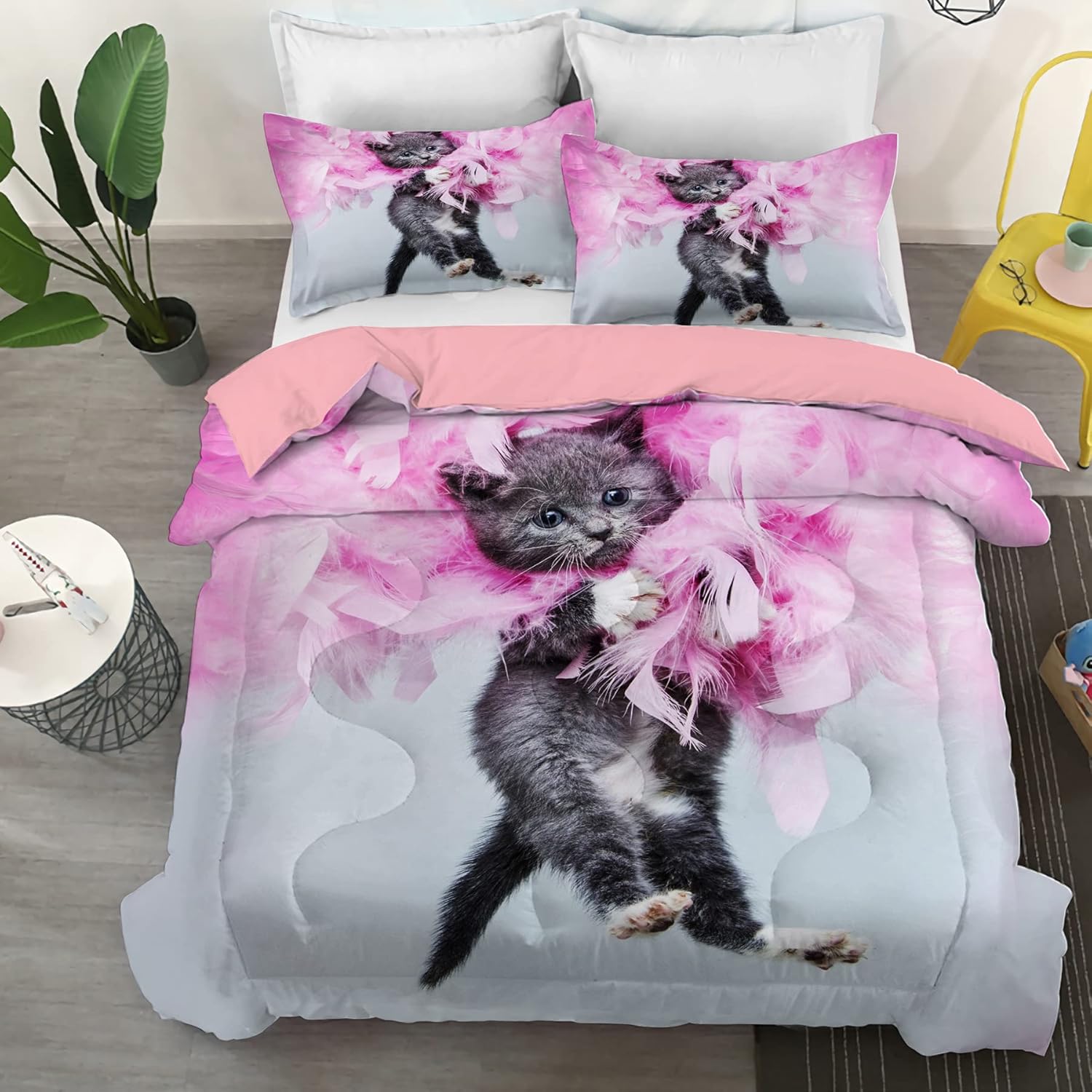 Amazon.com: Yasida Cat Comforter Twin, Cat Bedding Set Twin Size for ...