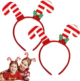 Amazon.com : QDTK 2Pcs Christmas Candy Cane Headband Red White Candy ...