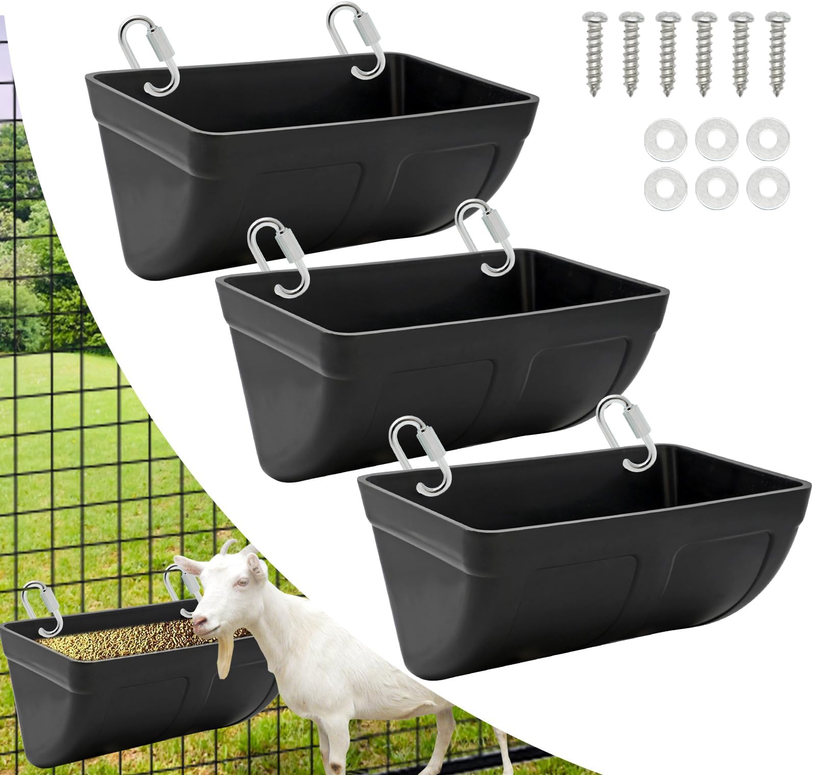 Amazon.com : 3 Pack Hanging Chicken Feeder with Clips, Goat Feeder ...