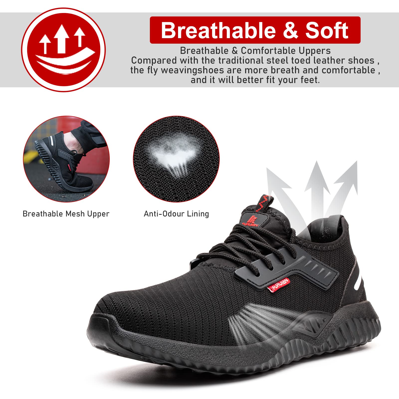 Snapklik.com : Steel Toe Shoes For Men Comfortable Safety Shoes Non ...