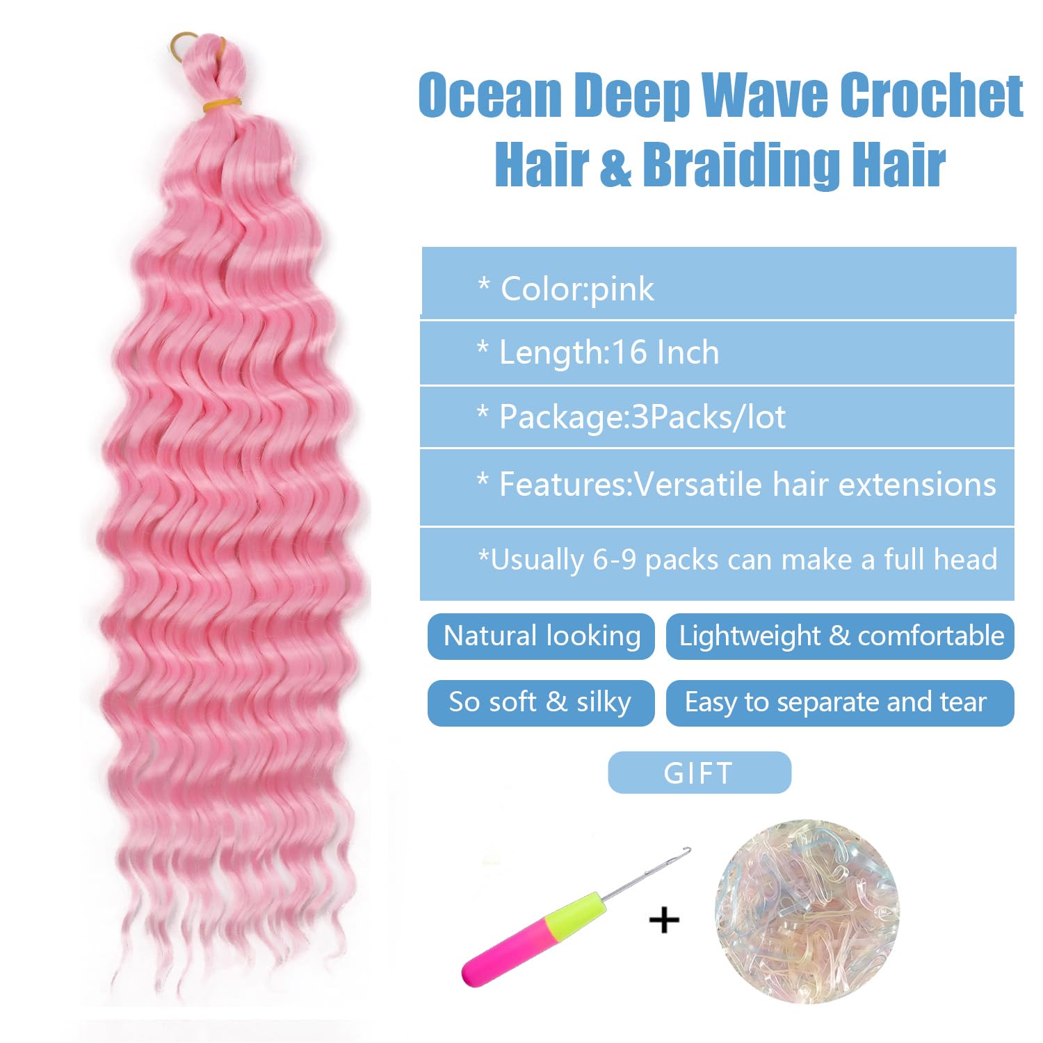 Snapklik.com : Pink Ocean Wave Dreadlock Extensions (3 Pack, 16 Inch ...
