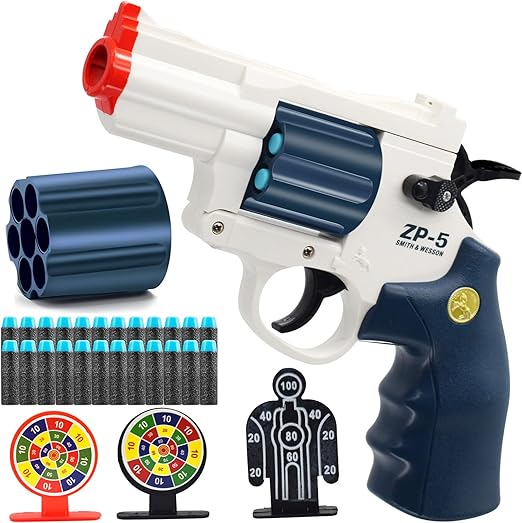 Amazon.com: JOCOUNY Soft Bullet Toy Gun Foam Blaster Toy Revolver, EVA ...