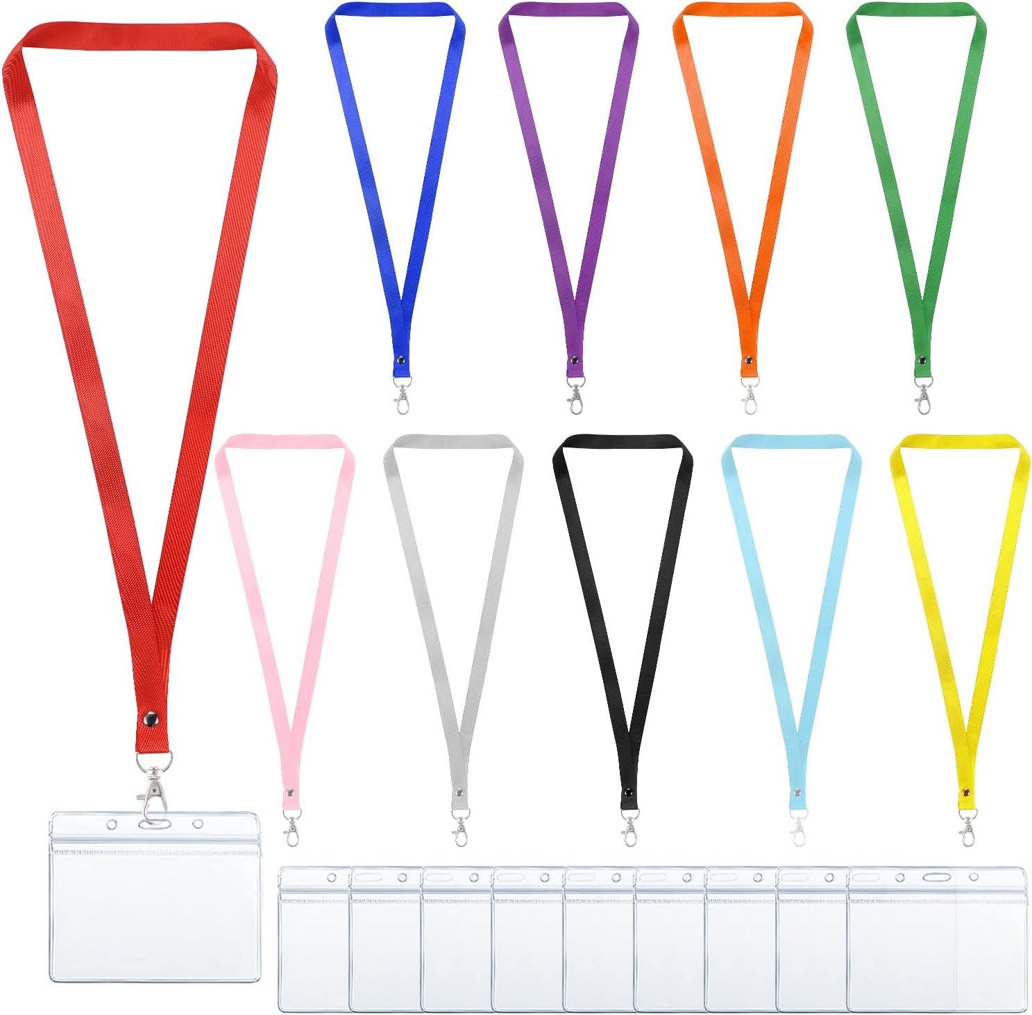 Lanyards with Card Holder, 10pcs Black Neck Lanyard + 10pcs Clear Name ...