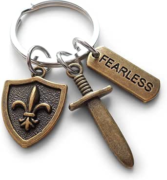 Amazon.com: JewelryEveryday Bronze Sword & Shield Keychain, Fantasy ...