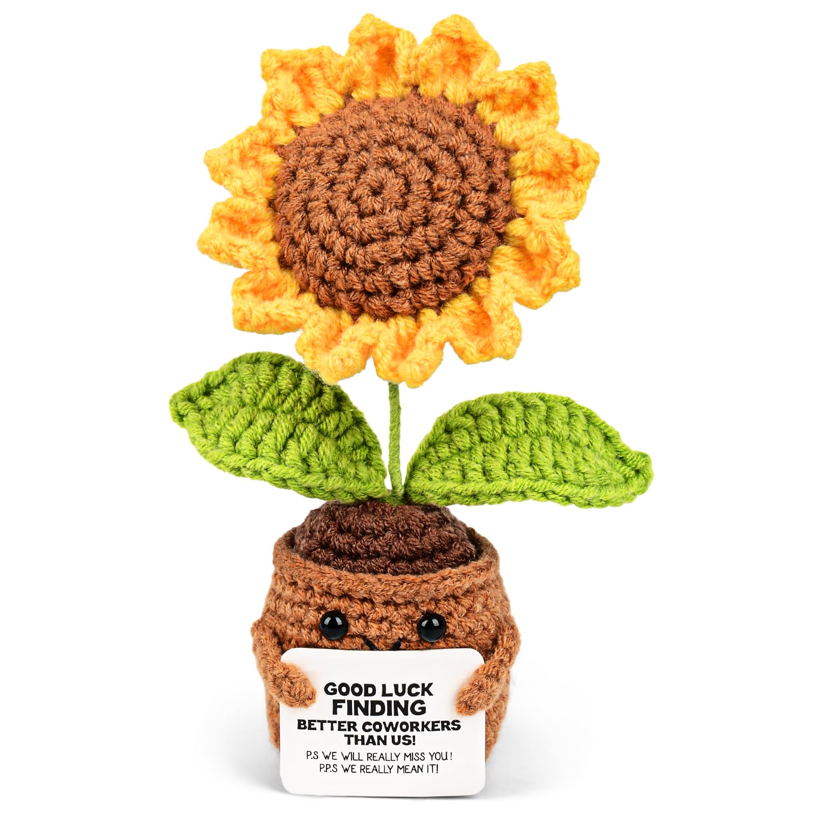 LEEWENYAN Positive Crochet Doll, Emotional Support Crochet Plant Doll ...