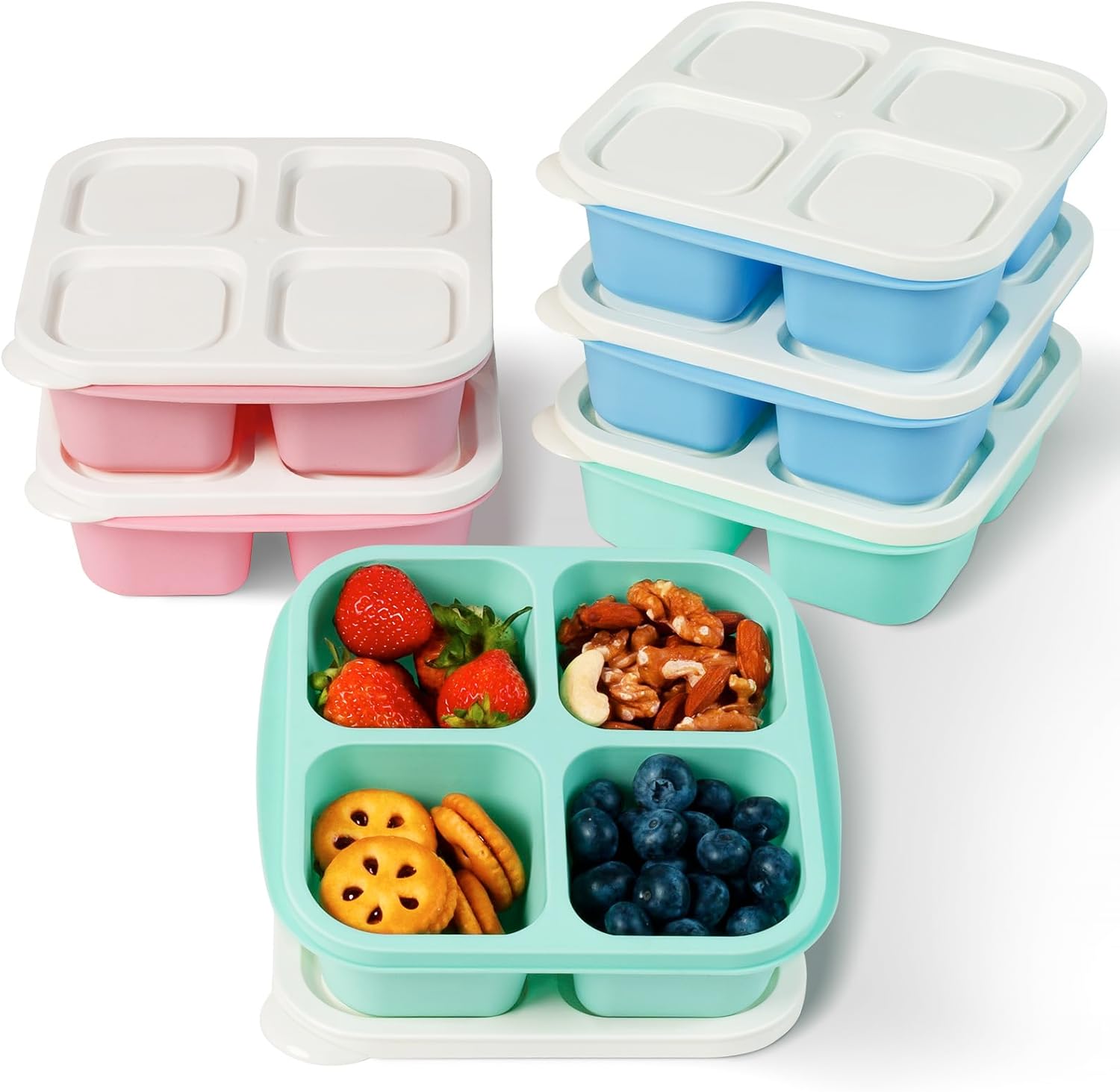 Amazon.com: Mosville Snack Containers, Reusable 4 Divided Compartments ...