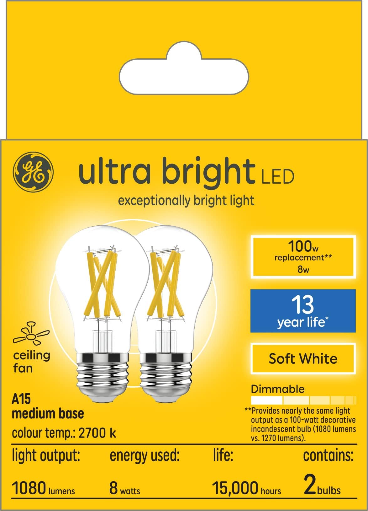 Ultra Bright Soft White 100W Replacement LED A15 Ceiling Fan Light ...