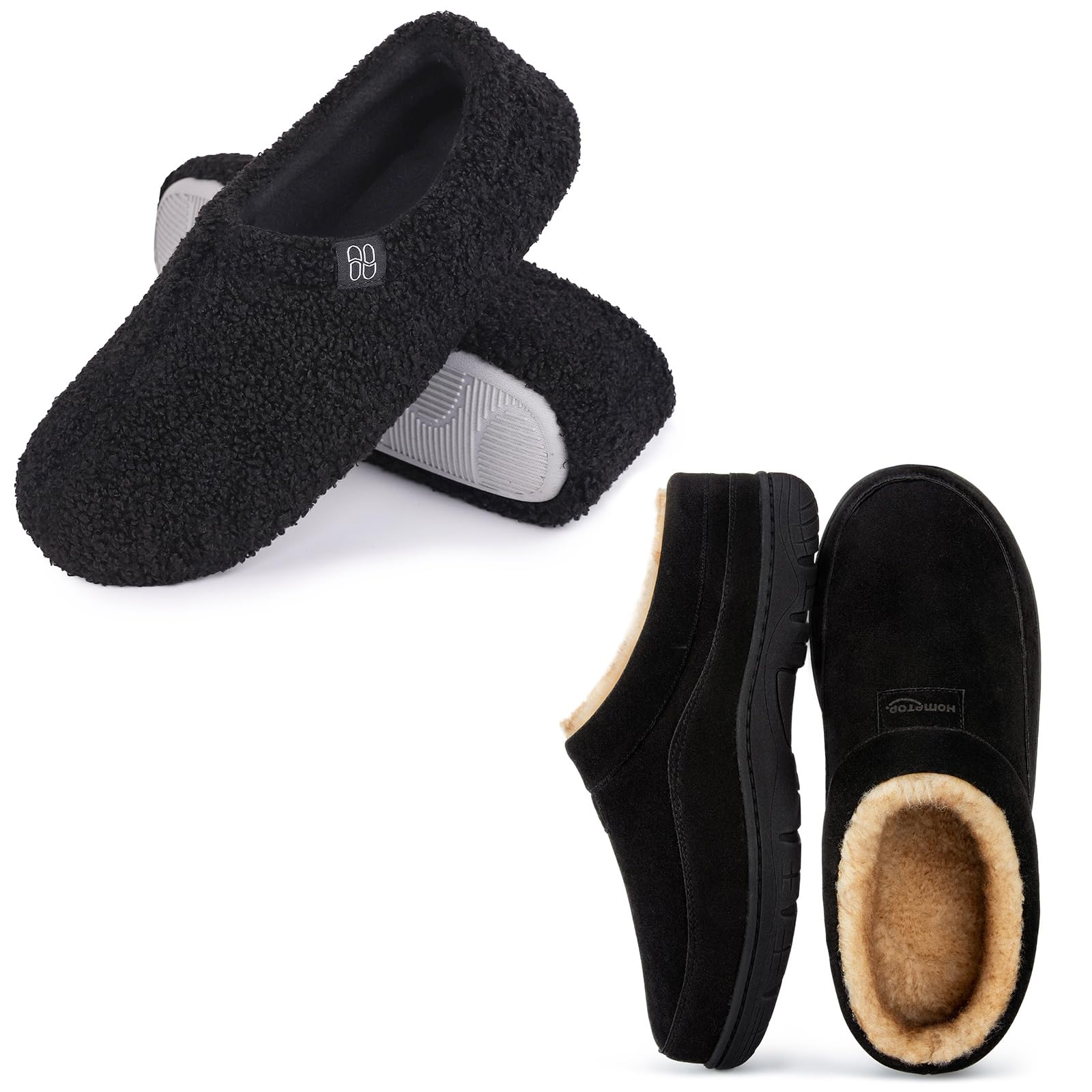 Amazon.com: HomeTop Couple’s Set of 2 Pairs - Microsuede Slip-on ...