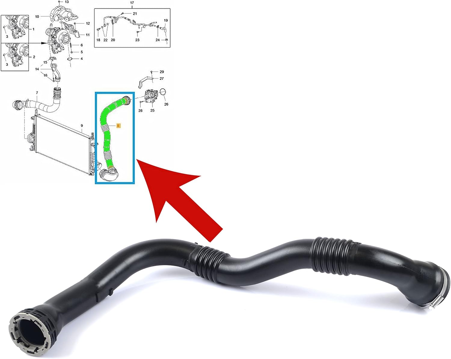Robust Turbo Intercooler Hose Pipe for Vauxhall/Opel Insignia 1.6 Cdti ...