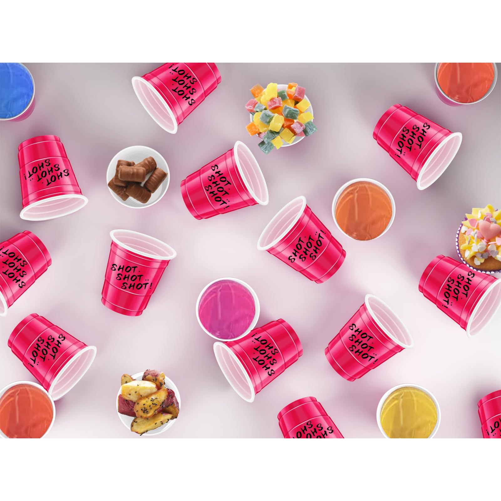 Snapklik.com : 120 Pcs Pink Plastic Shot Glasses 2 Oz Hot Pink Shot ...