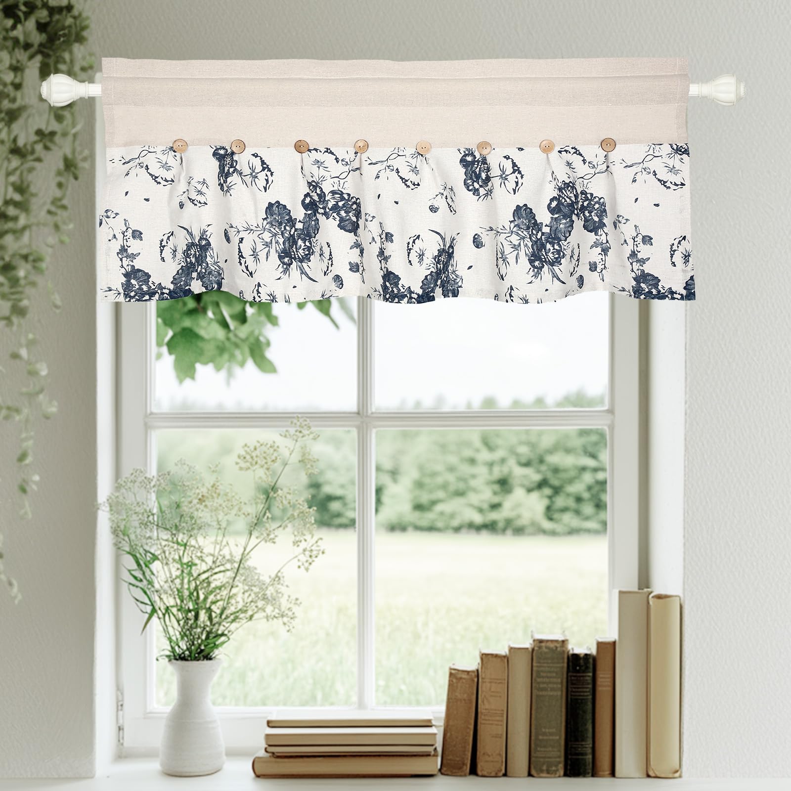 Amazon.com: FUANGUI Linen Valances for Windows 52" W x 18" L Kitchen ...