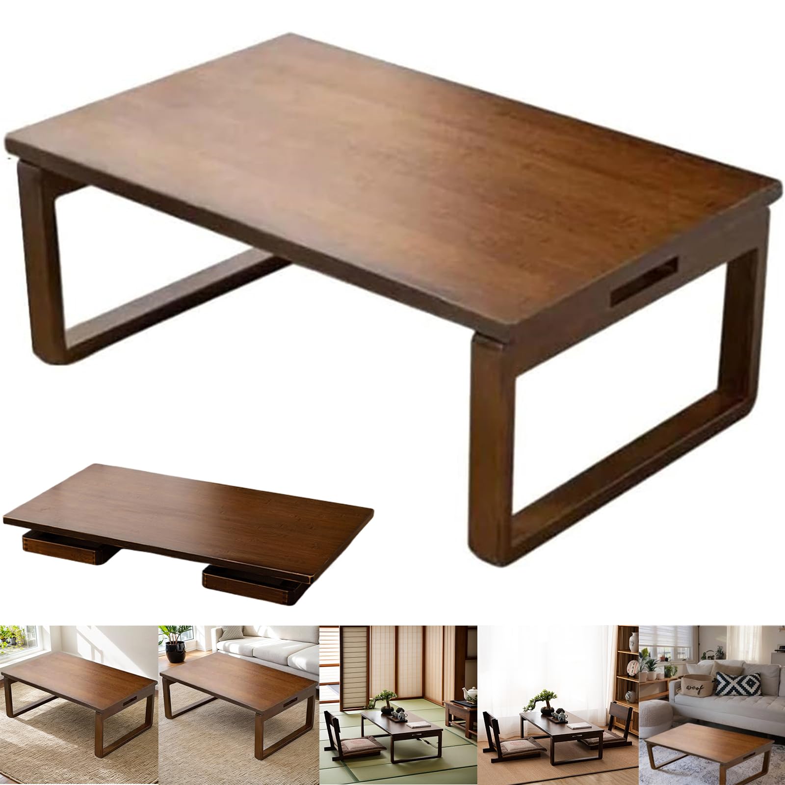 Amazon.com: PARTSUN Folding Bamboo Coffee Table, Japanese Floor Table ...