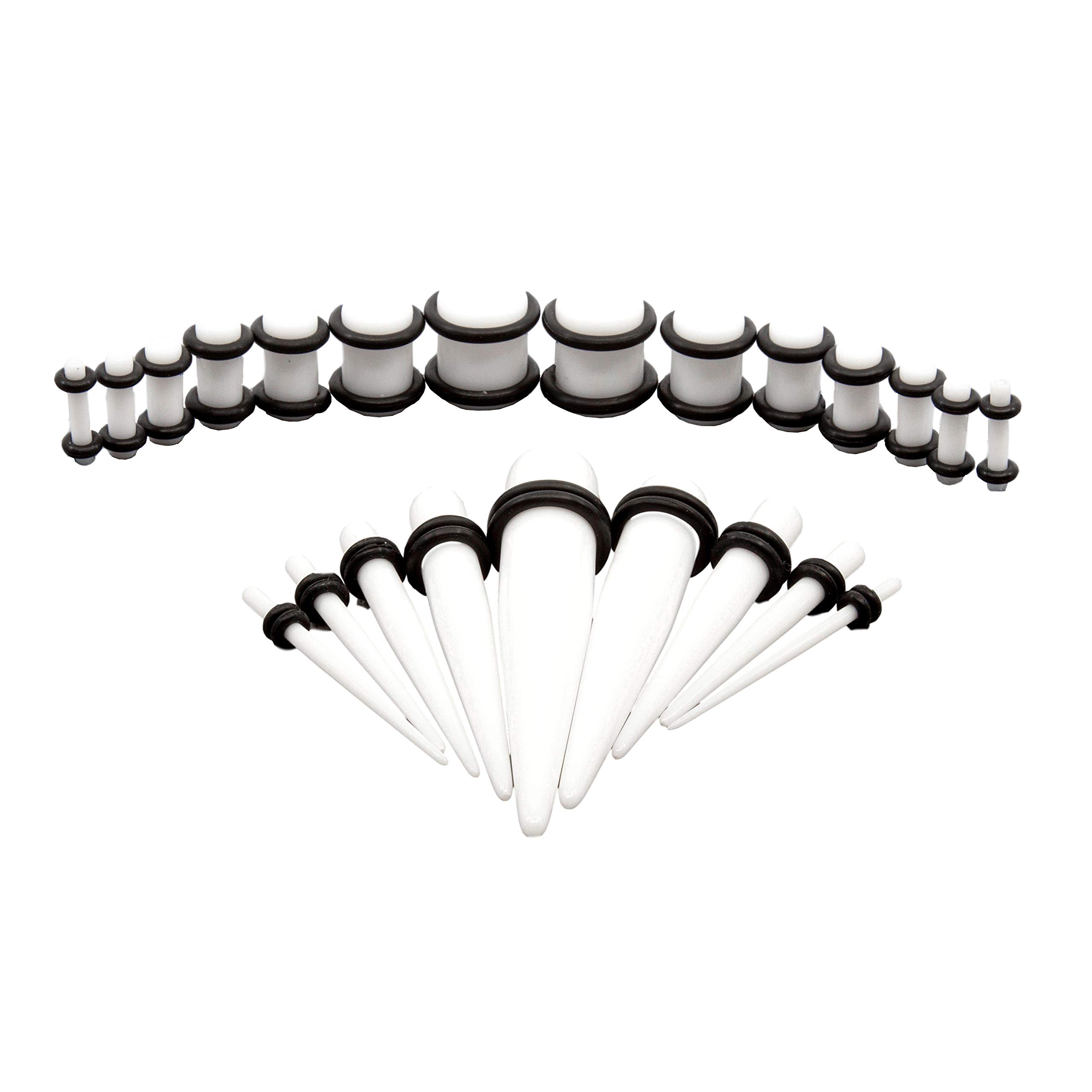 TRIXES 28pc White Ear Stretcher Kit Including Tapers and Plugs : Amazon ...