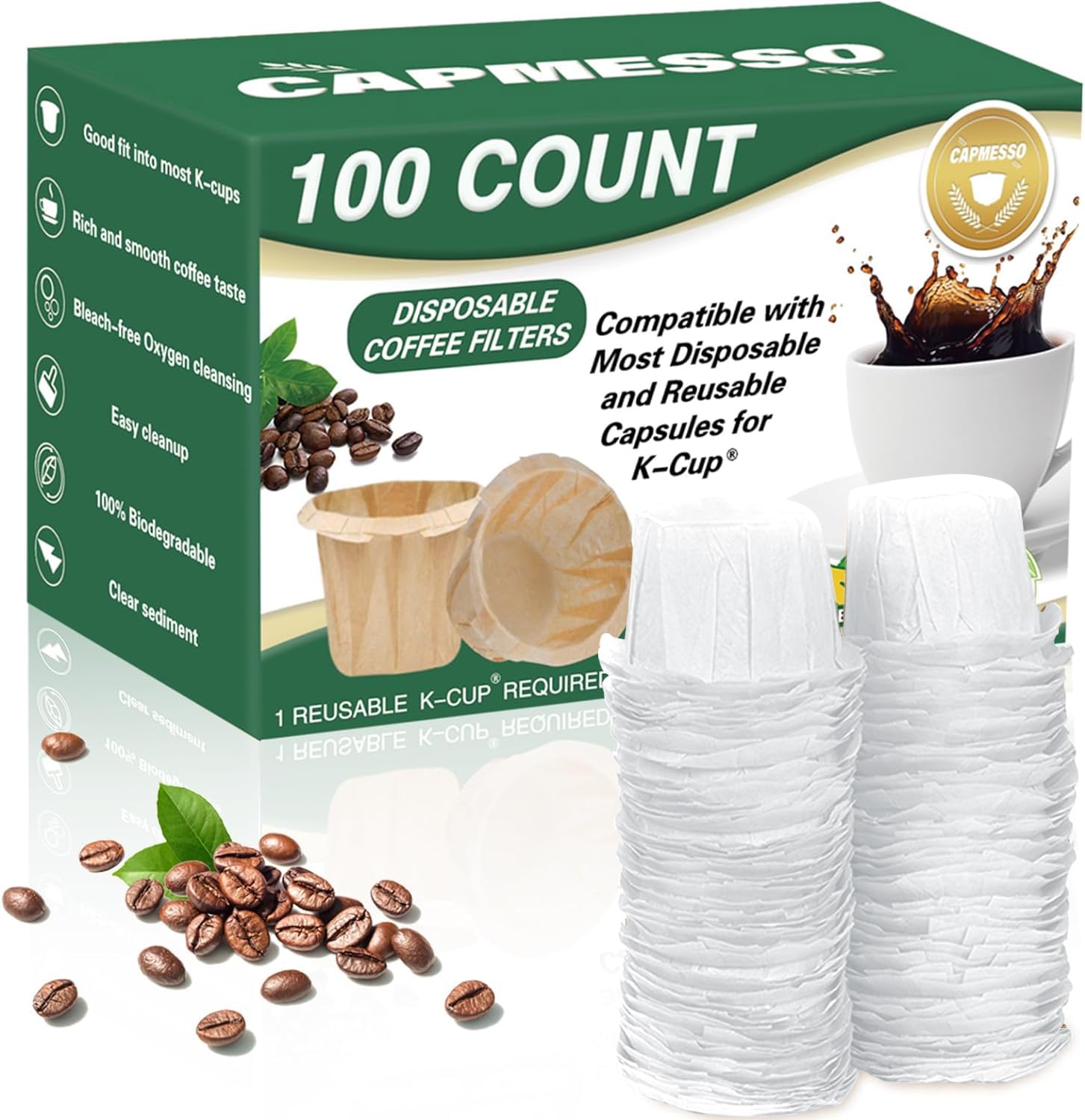 Amazon.com: CAPMESSO Disposable K Cup Filters, Coffee Filter Paper ...