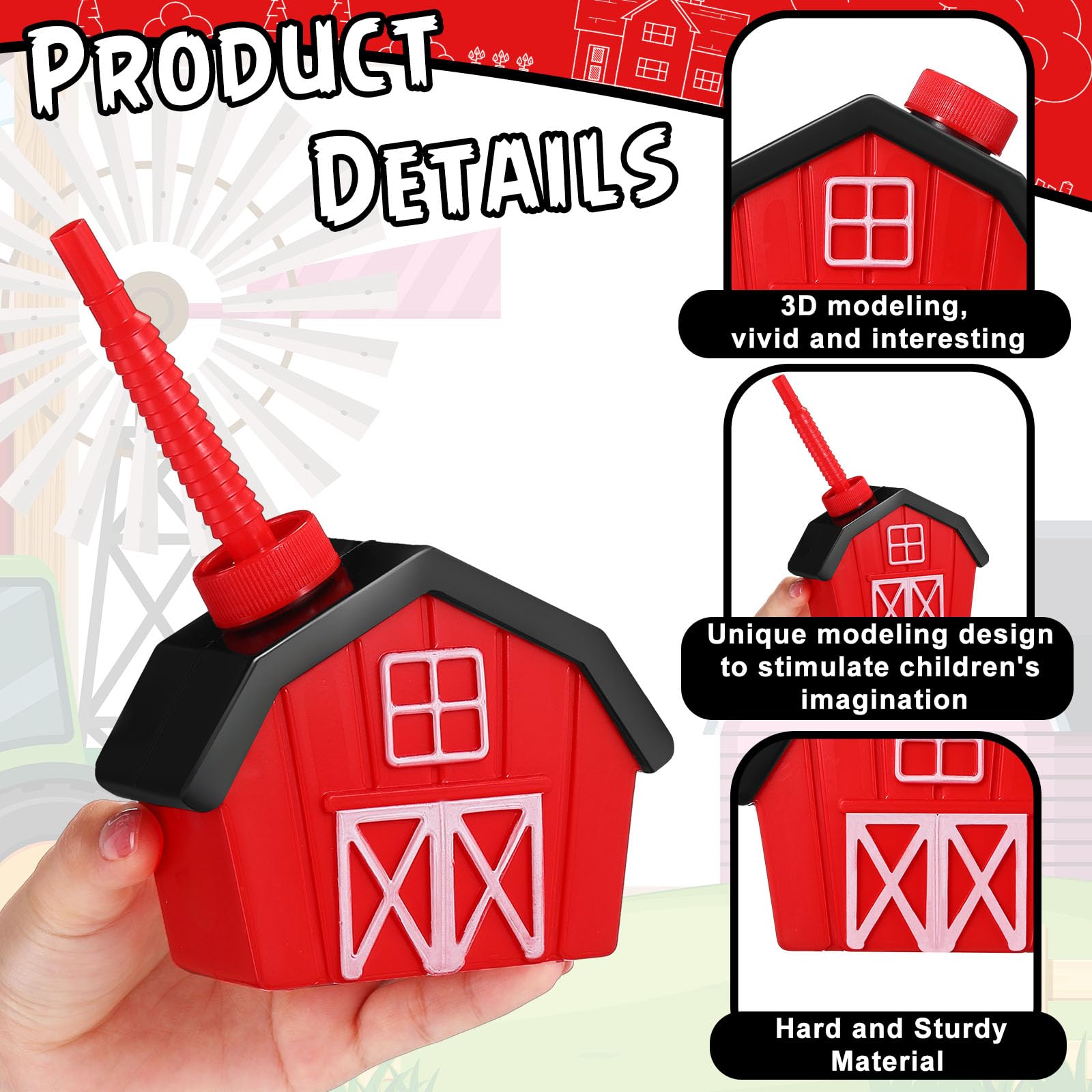 Tanlade 24 Pcs Farmhouse Cups with Lids and Straws, 10 oz Toy Farmhouse ...