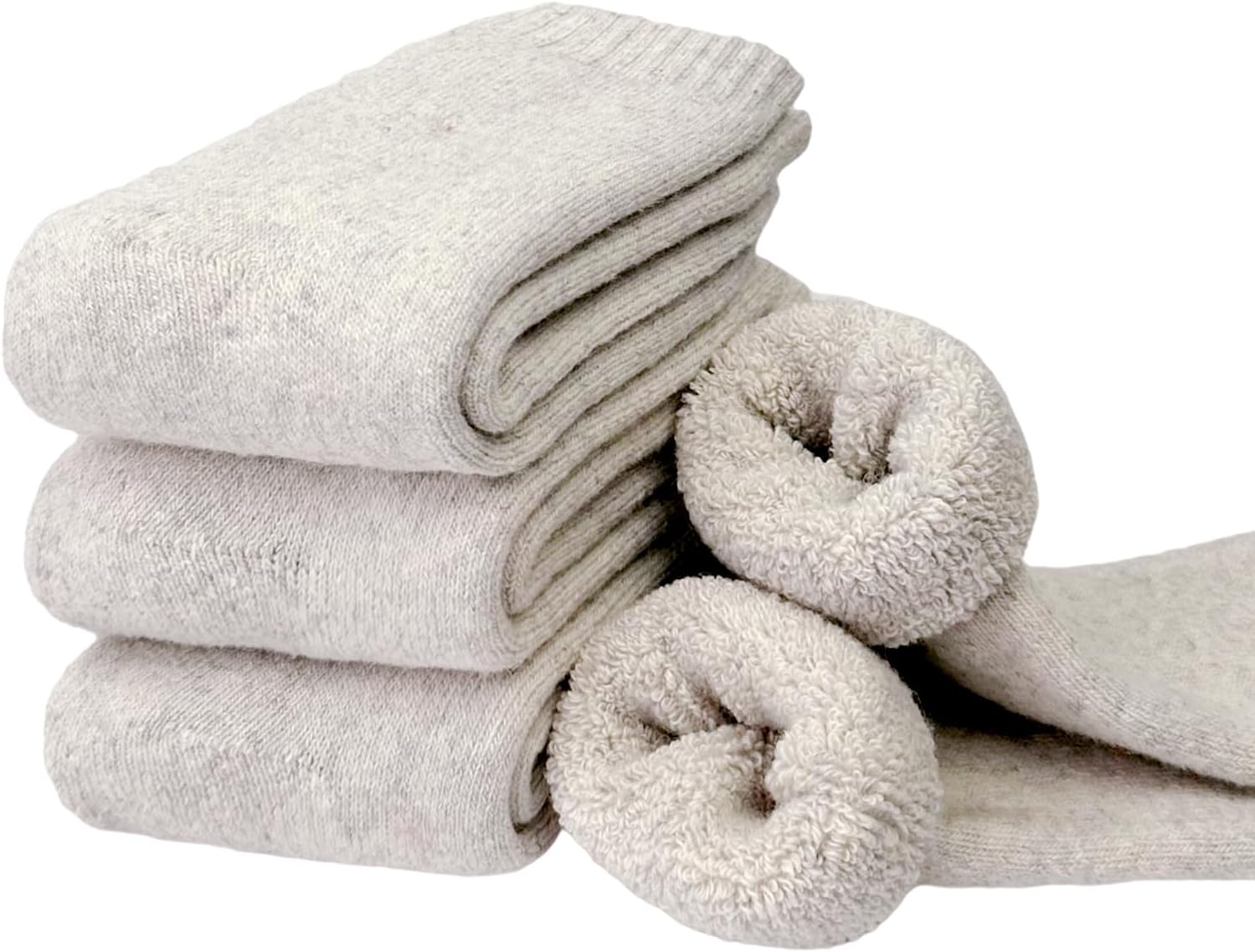 Amazon.com: APILEN 3 Pairs Women Marino Wool Socks Solid Color Large ...