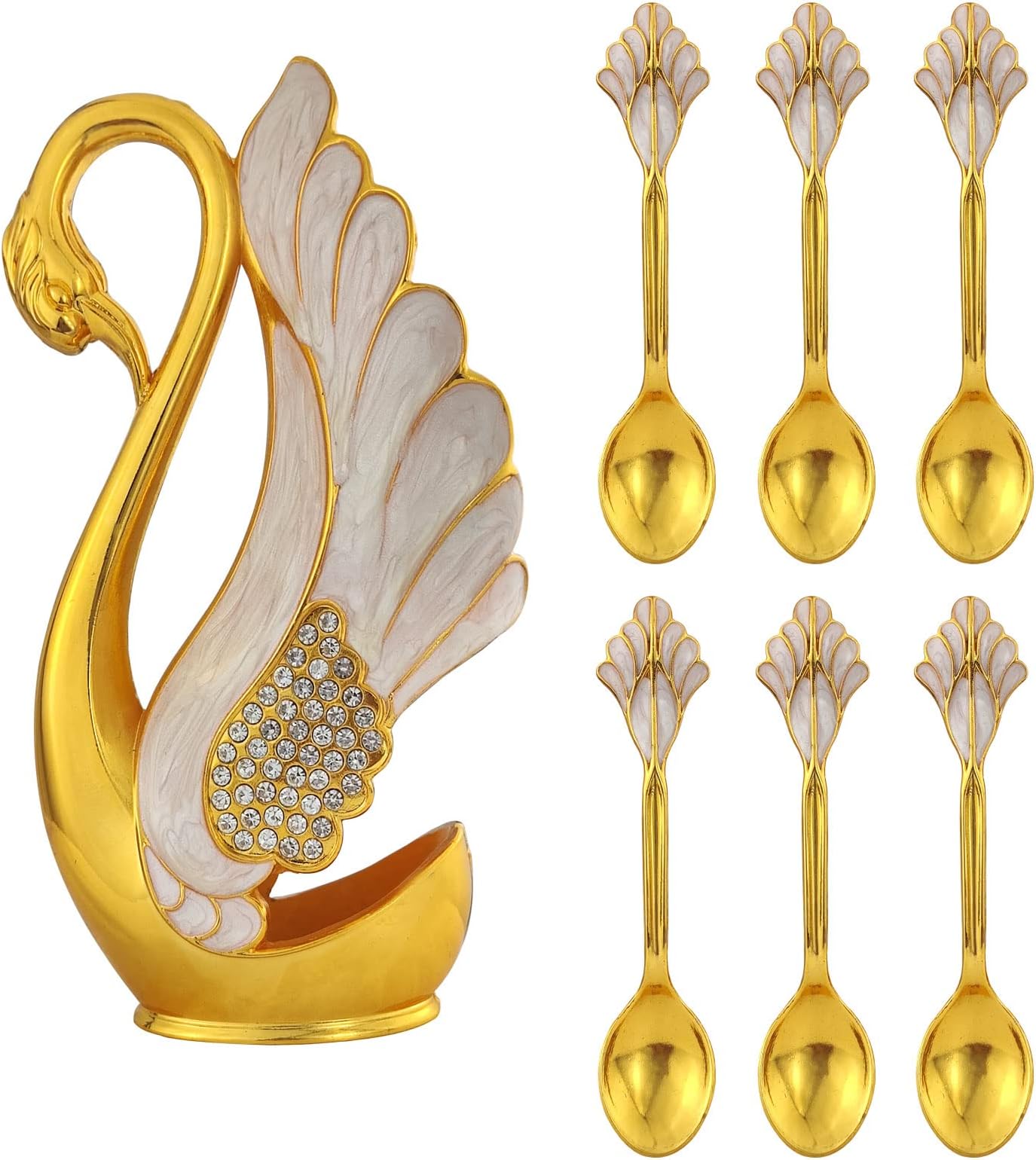 Amazon.com: Coffee Spoon Set with Swan Base Holder, Metal Swan Base ...