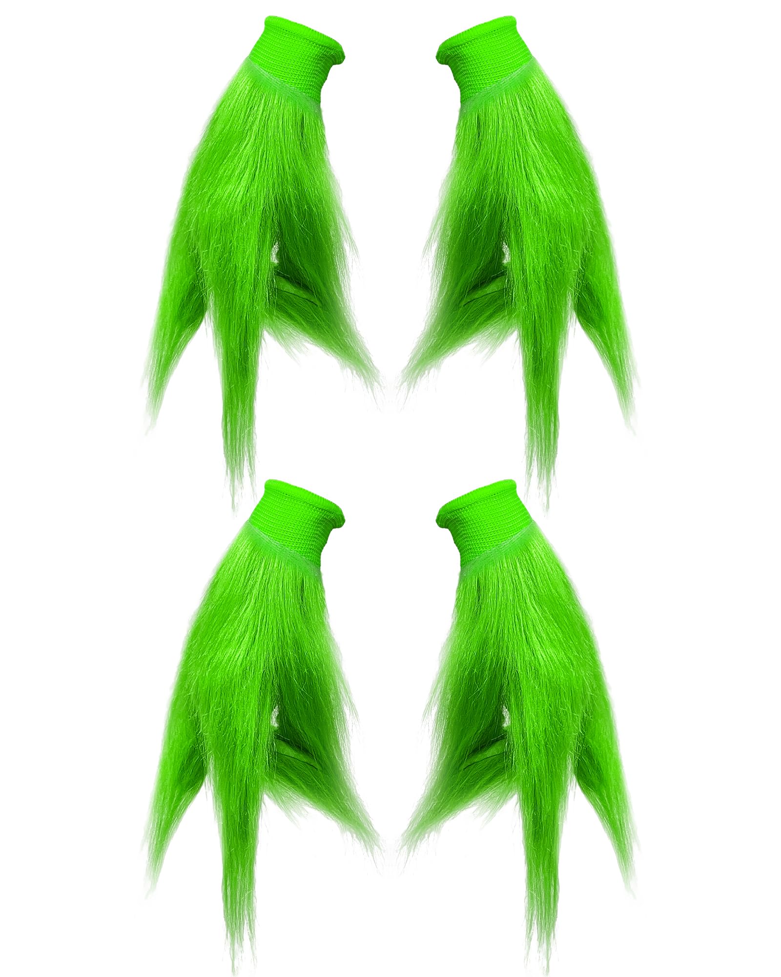 Amazon.com: 2 Pair Christmas Green Furry Hand Gloves Adult for ...