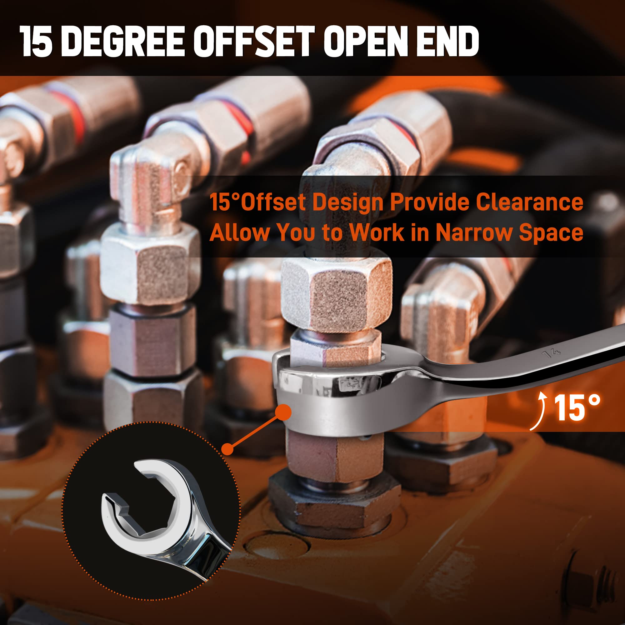 Snapklik.com : FORCA Flare Nut Wrench Set (11 Pcs Metric & SAE) 1/4" To ...