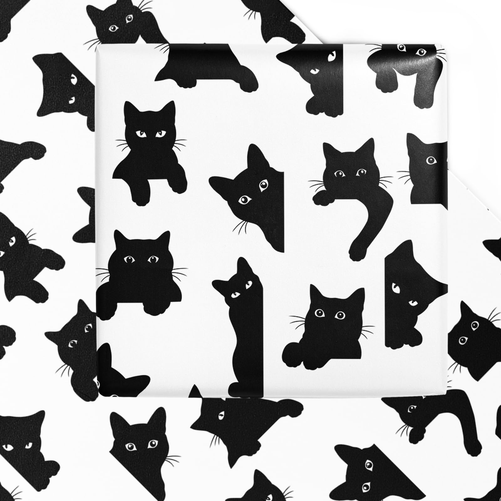 Amazon.com: WRAPAHOLIC Cat Wrapping Paper Sheet - 6 Sheets Black Cat ...
