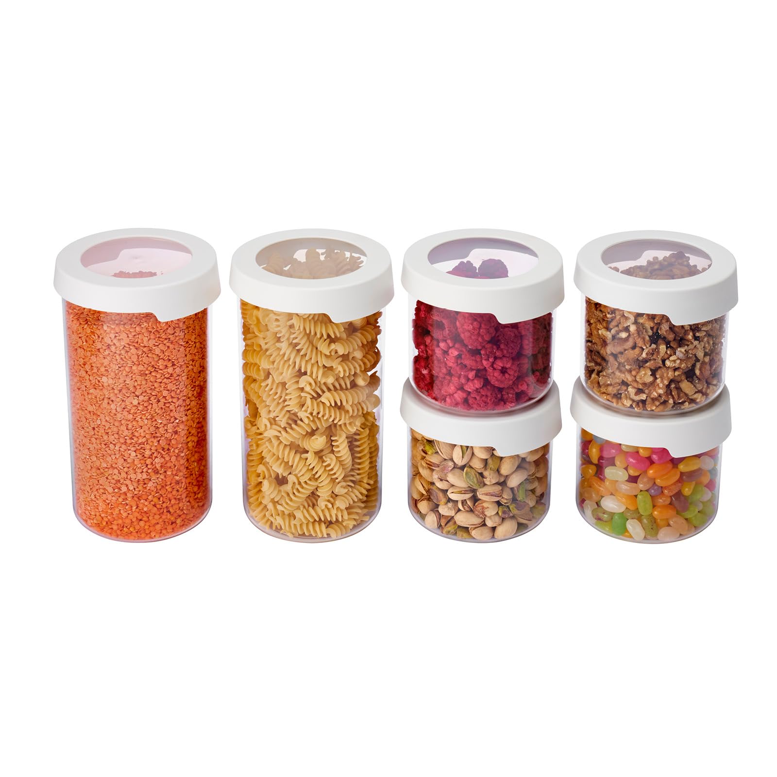 SmartStore Round Clear Dry Food Containers with Lids Starter Set of 6 ...