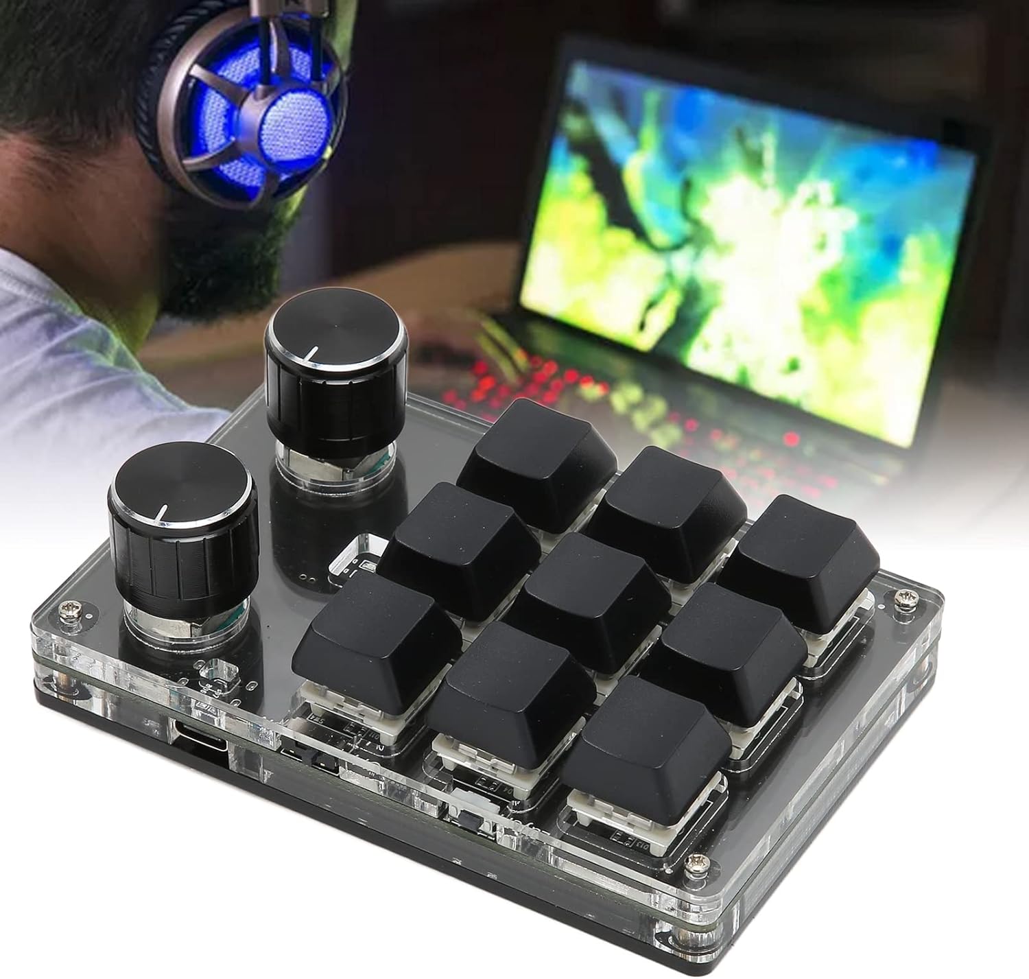 Bewinner 3D Printing Mini USB 9 Key One Handed Mechanical Gaming Keypad ...