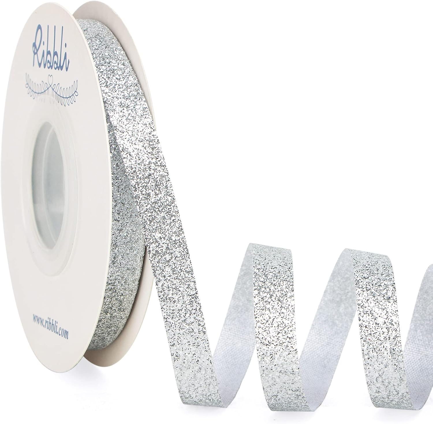 Amazon.com: Ribbli Silver Glitter Ribbon,Gift Wrapping Silver Cut Edge ...
