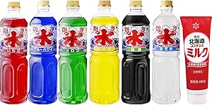 Amazon.co.jp: かき氷 シロップ 1160g 6種 + 練乳 セット 大容量 : 食品・飲料・お酒