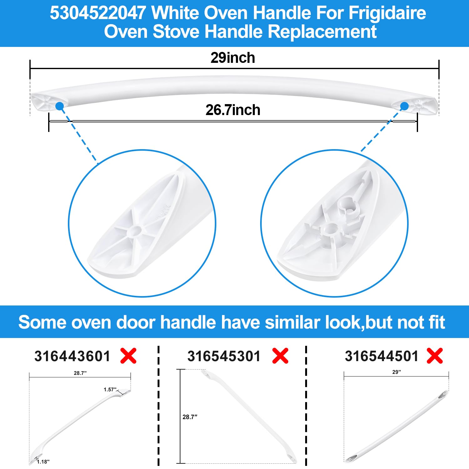 Snapklik.com : Upgraded 5304522047 Oven Door Handle Replacement White ...