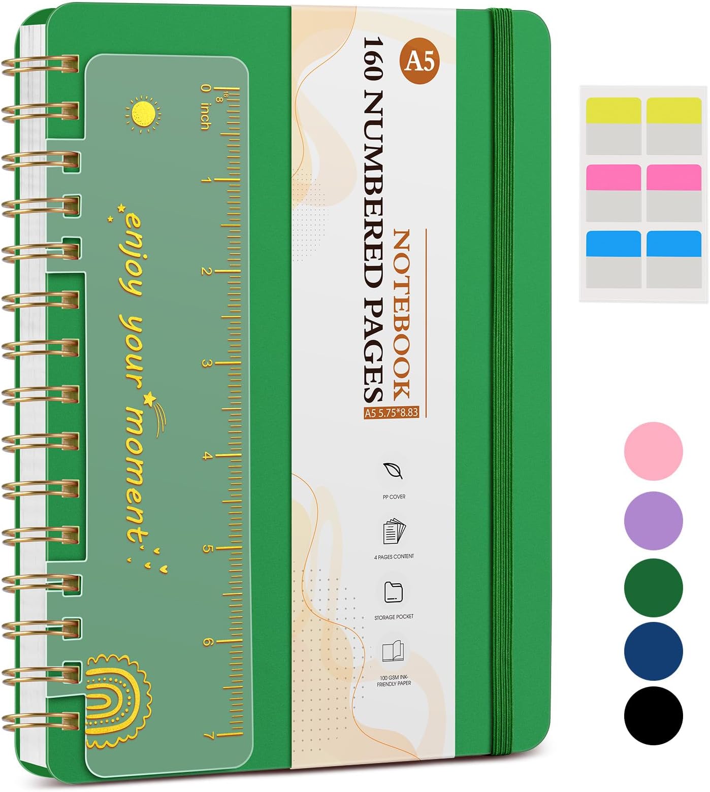 Amazon.com : Lined Spiral Notebook Journal, 160 Numbered Pages A5 ...