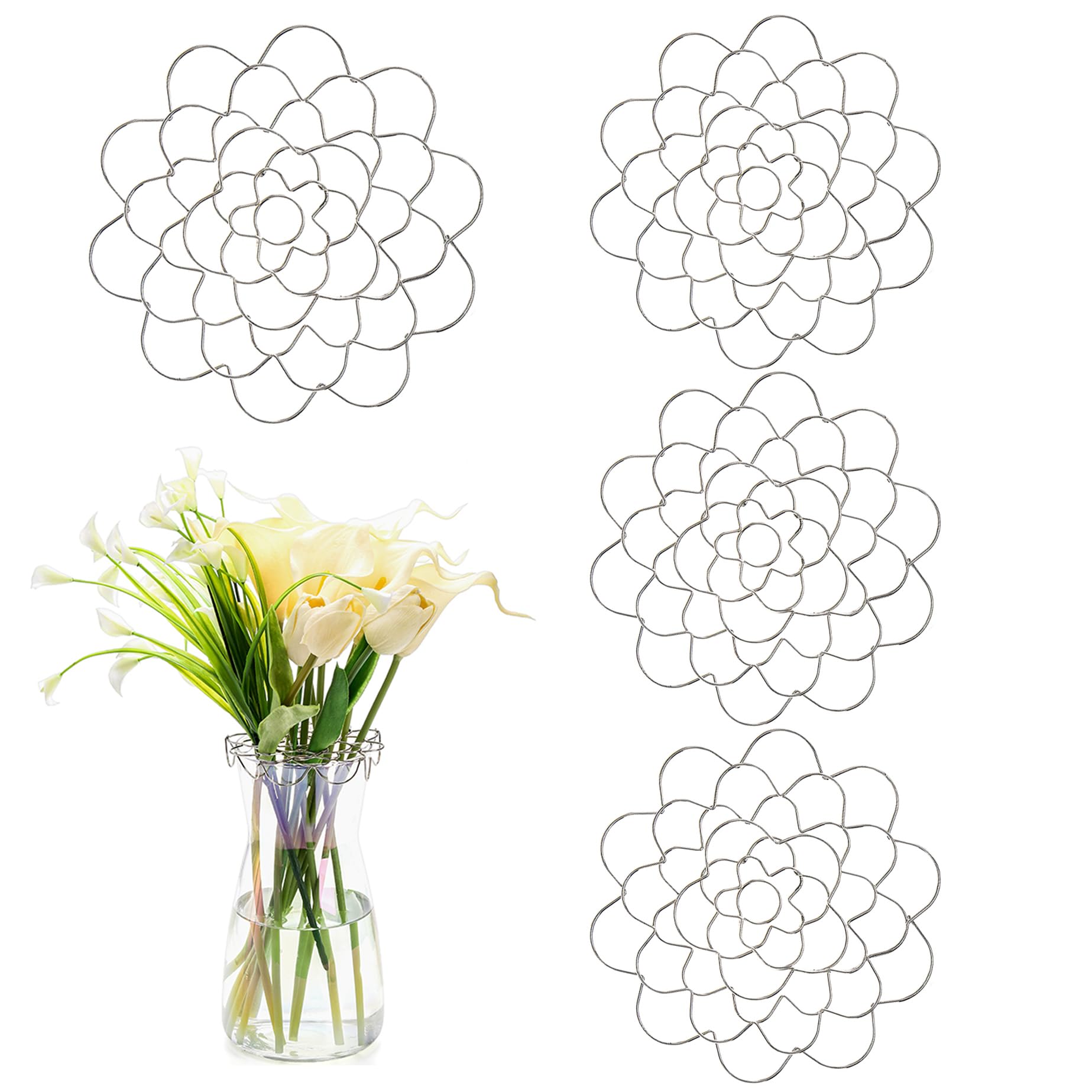 Amazon.com: Elsjoy 4 Pack Flower Arranger Grid for Vase, 5" Stainless ...