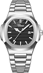 Amazon.com: Ibohevo Men Silver Square Watch: Black Dial Fashion Quartz ...
