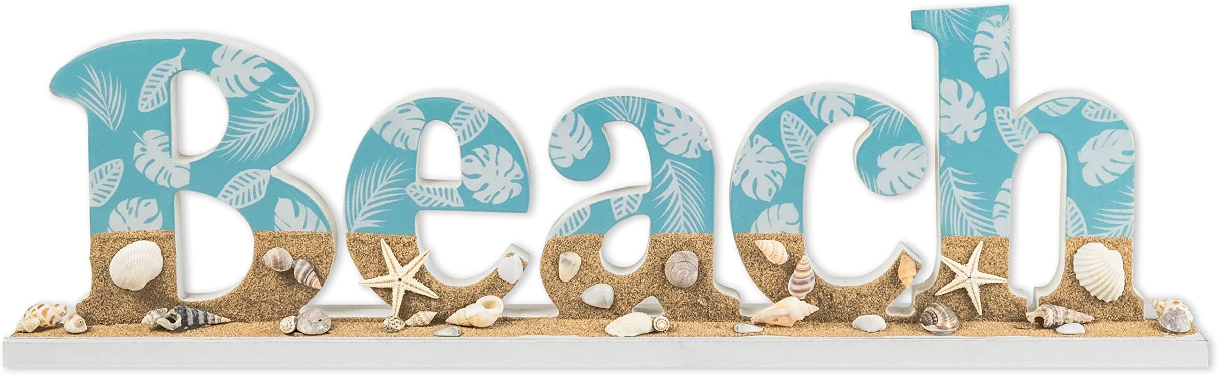 Amazon.com: Wood Beach Word Sign with Applied Resin Sea Life - Hangs or ...