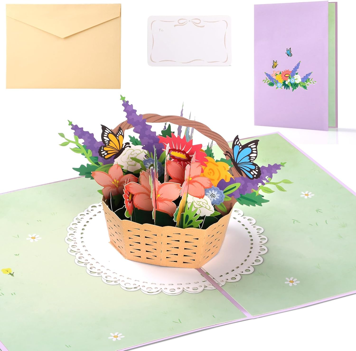 KIKISML Pop Up Card, Happy Mothers Day Flower Basket Card with ...