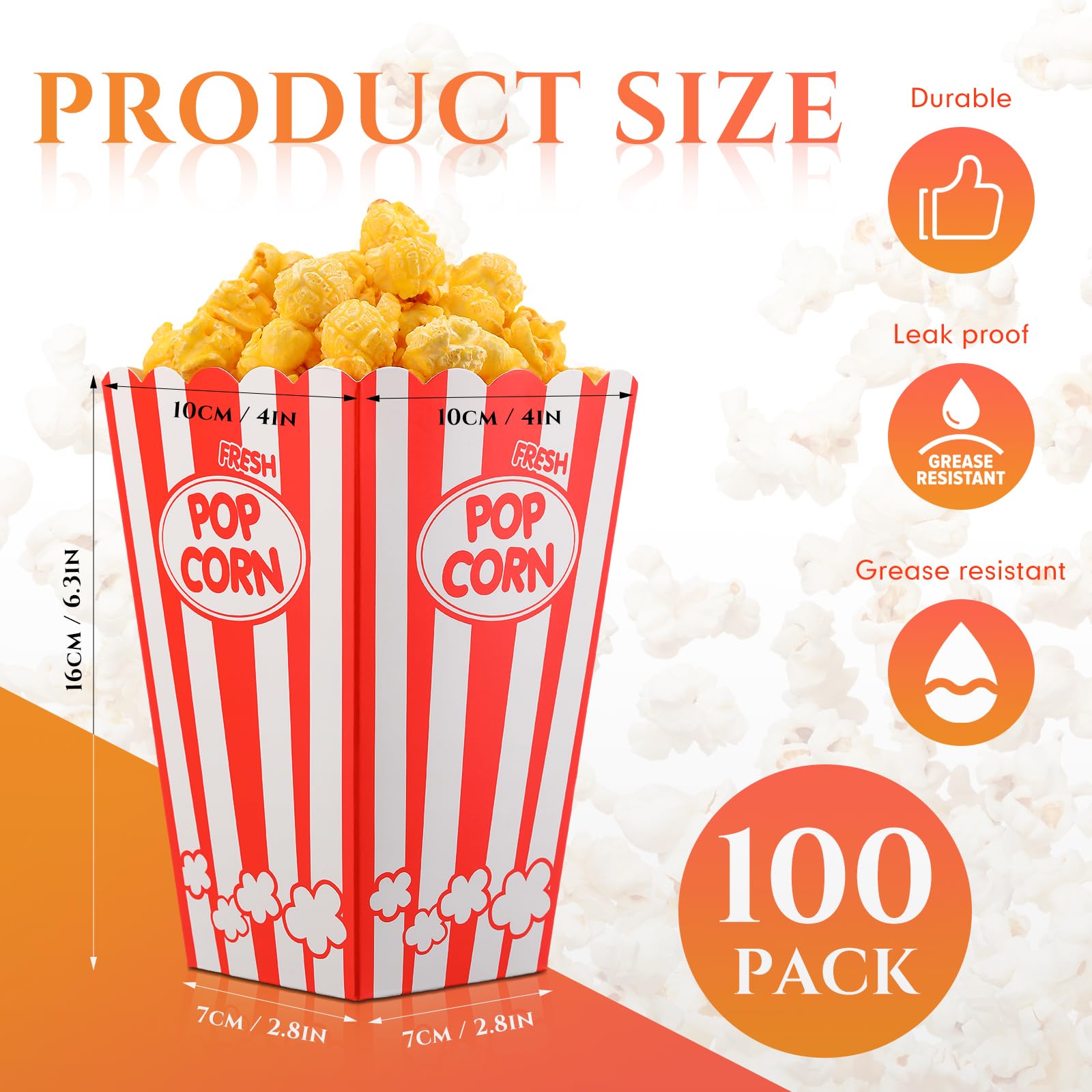 Snapklik.com : 100 Pack Movie Night Popcorn Boxes Disposable Paper ...