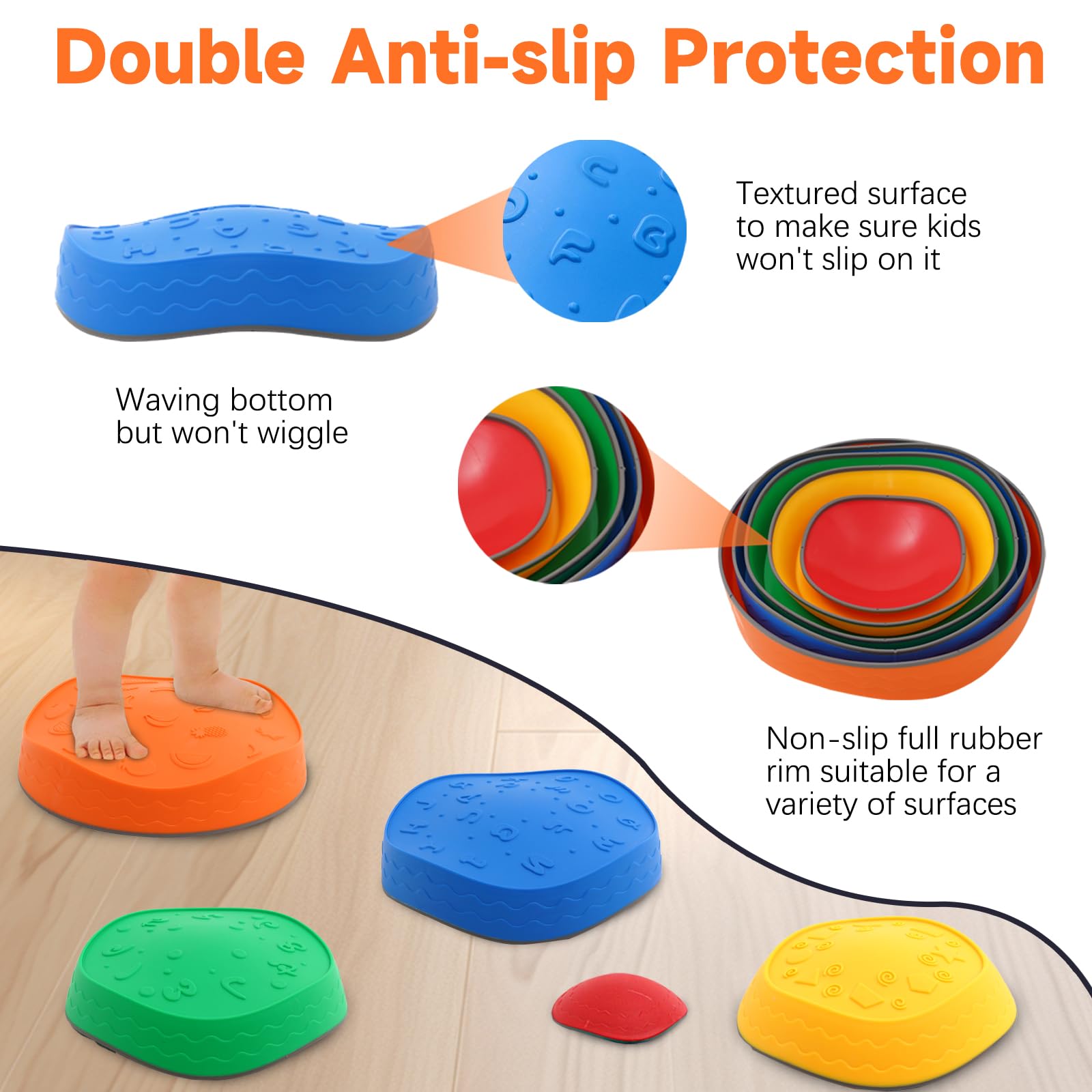 Maycoly Kids Balance Stepping Stones 5PCS Non-Slip River Stones ...