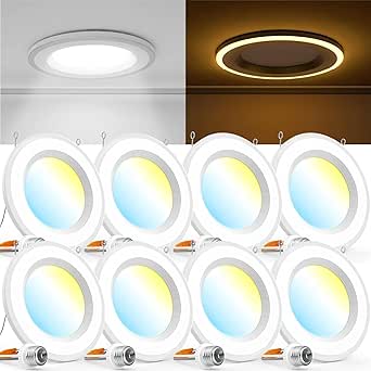 Sunco 8 Pack 6 Inch LED Recessed Lighting Retrofit with Night Light ...