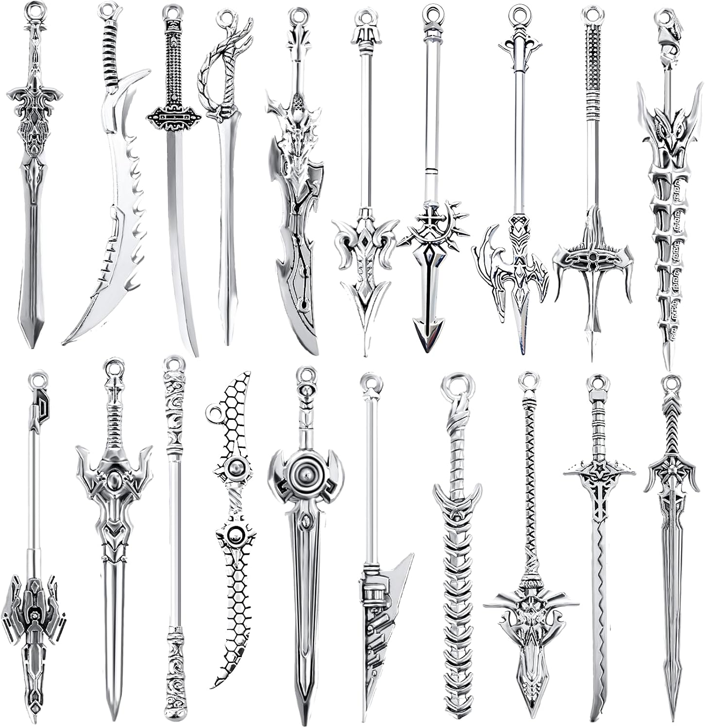 Gjinxi 20Pcs Antique Swords Knife Bookmark, Silver Sword Knife Charms ...