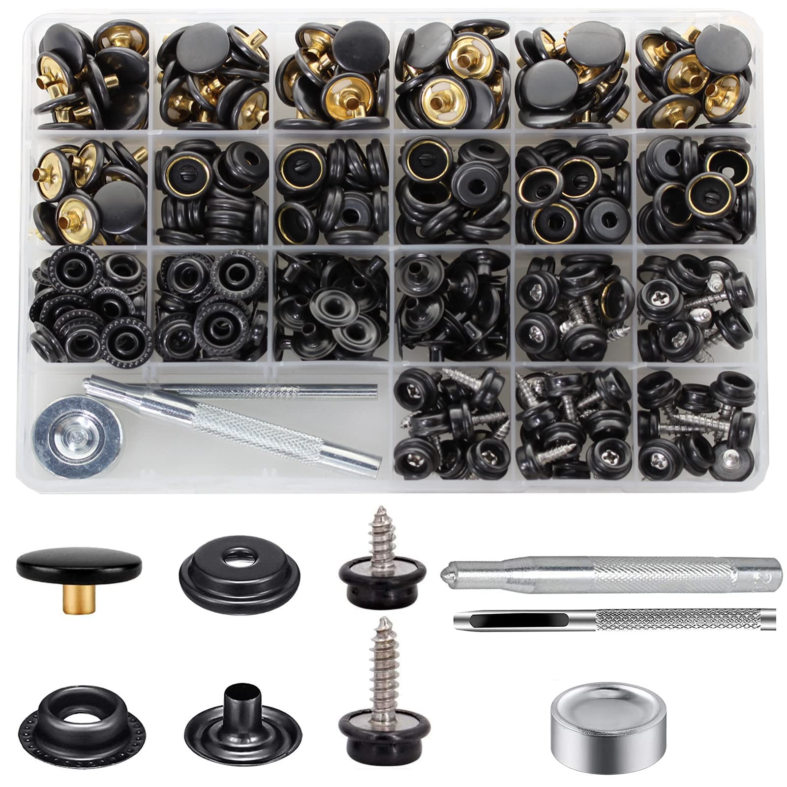 350PCS Canvas Snap Kit, BetterJonny Stainless Steel Screws Snaps Marine ...