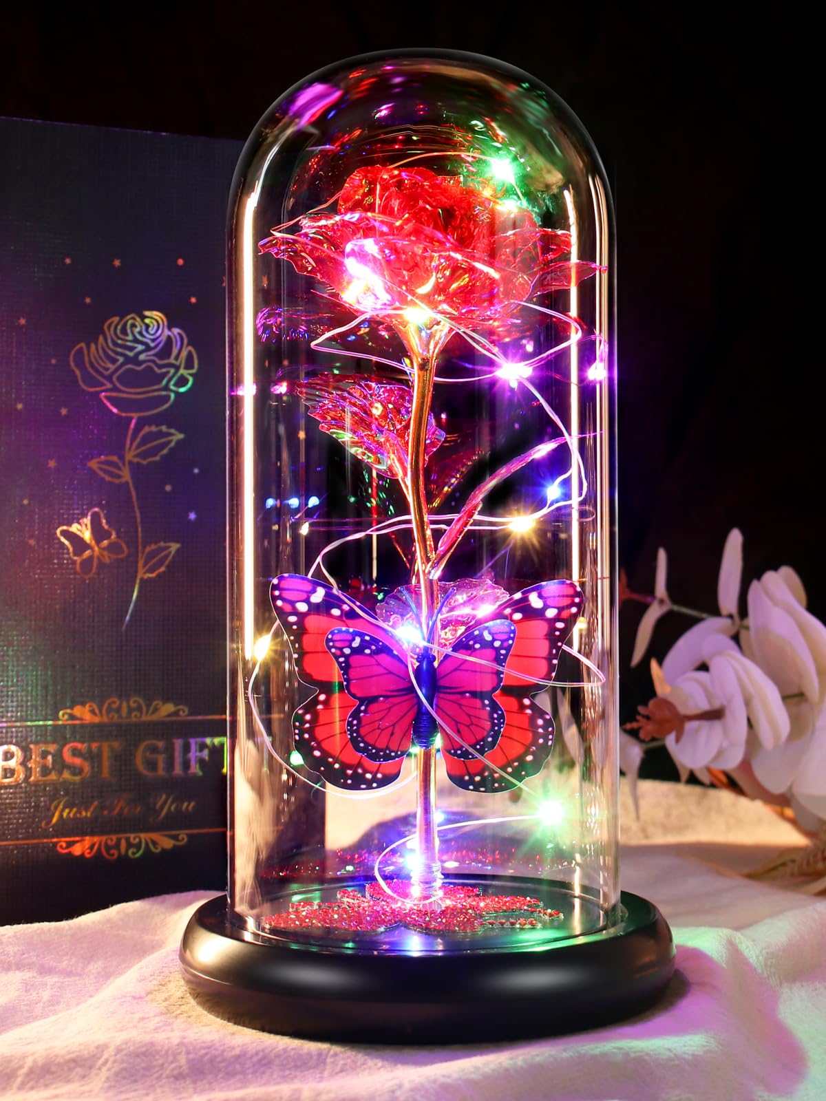 Amazon.com: DEEMEI Valentines Day Gifts for Her Red Rose Eternal Flower ...