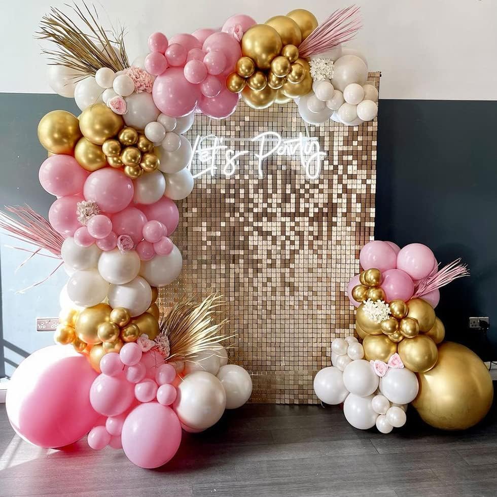Pink Balloon Arch Kit 116Pcs Pink And White Balloon Arch With Gold Balloons Pink Balloon Garland ...
