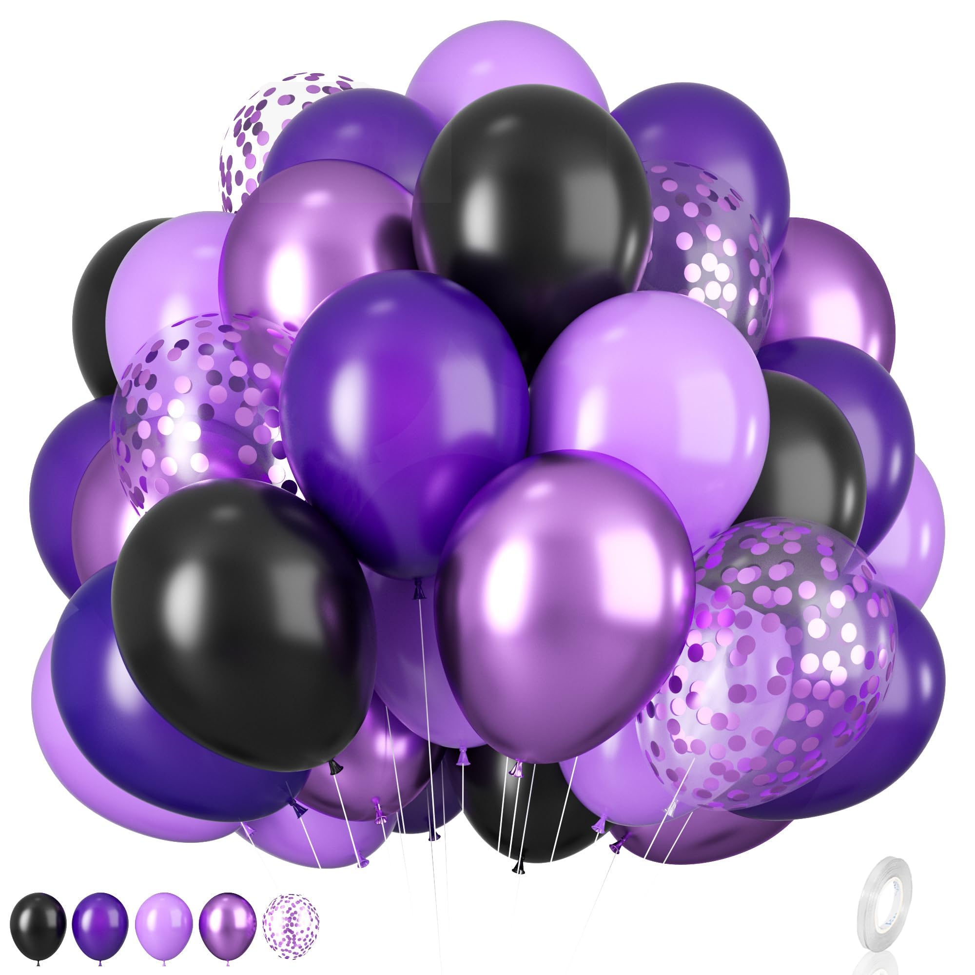Amazon.com: Purple and Black Balloons, 12 Inch Metallic Purple Dark ...