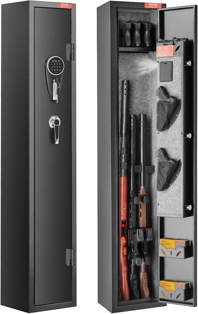 VEVOR 3 Rifles Gun Safe, Rifle Safe with Lock & Digital Keypad, Quick ...