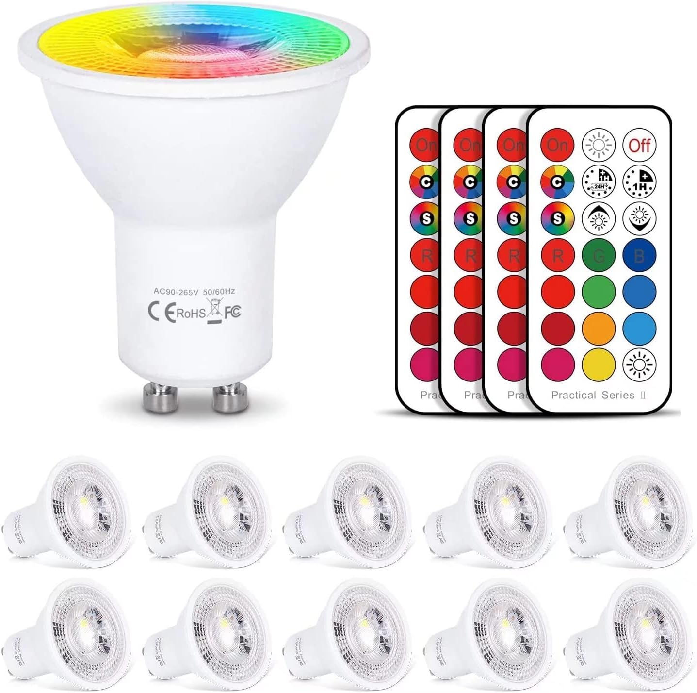 GU10 Multi-Color LED Light Bulb with Remote Control (GU10 RGB) : Amazon ...